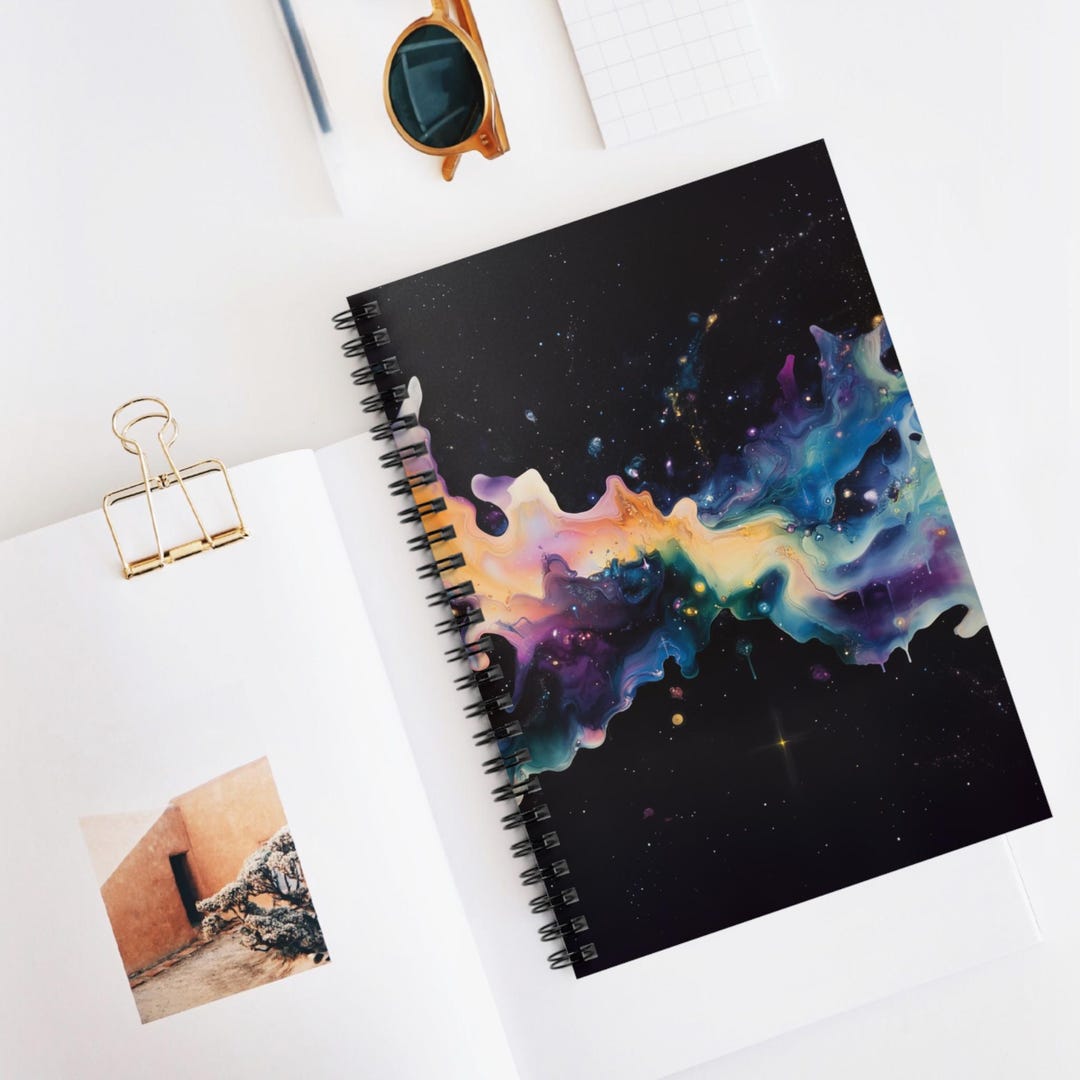 Cosmic Ink Spill Spiral Notebook Ruled Line, Galaxy Journal, Space ...