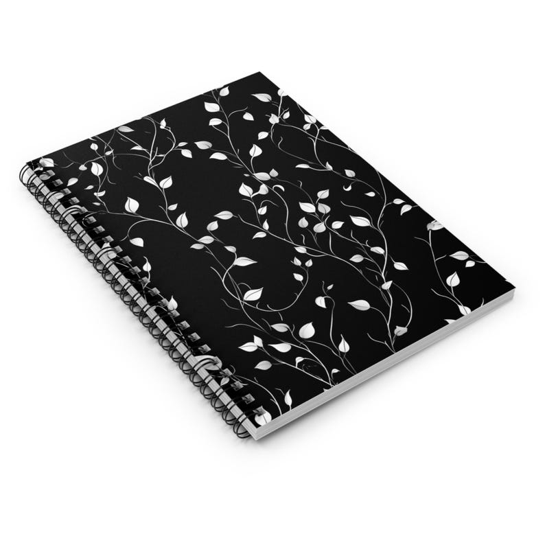 Ethereal Vines: White on Black Spiral Notebook - Etsy