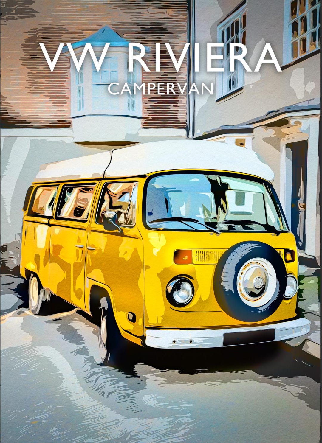 VW Riviera Campervan Graphic Art Classic Car Print by David Purdie - Etsy