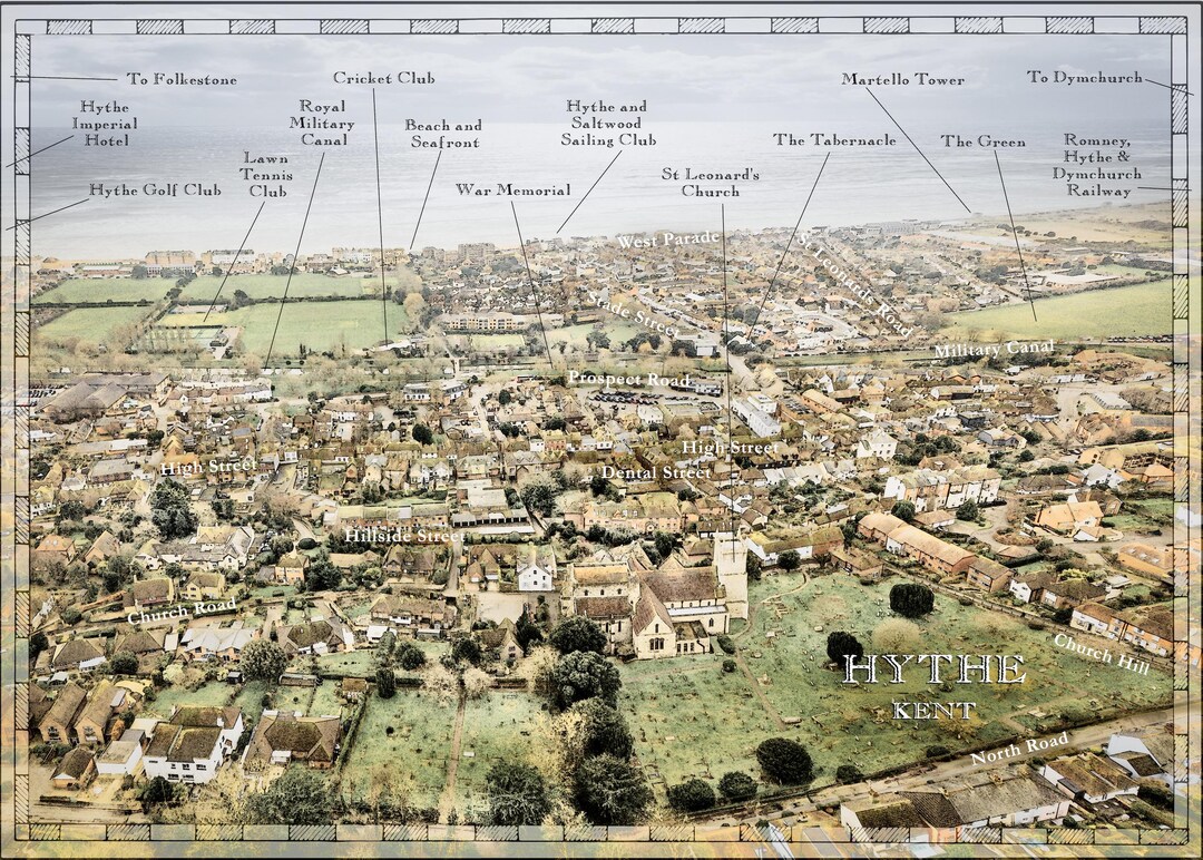 Map of Hythe Kent by David Purdie - Etsy