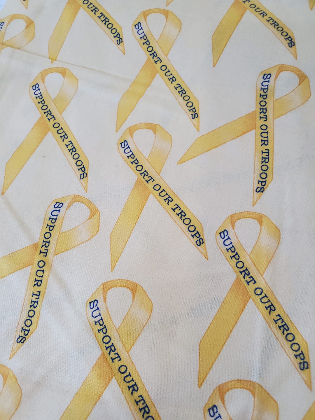 SUPPORT OUR TROOPS ~ Yellow Ribbons on Yellow Fabric ~ Yardage - Etsy
