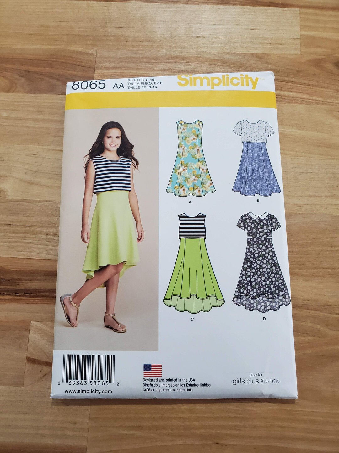 Simplicity 8065 AA ~ Size U.S. 8-16 Girls ~ 2016 - Etsy