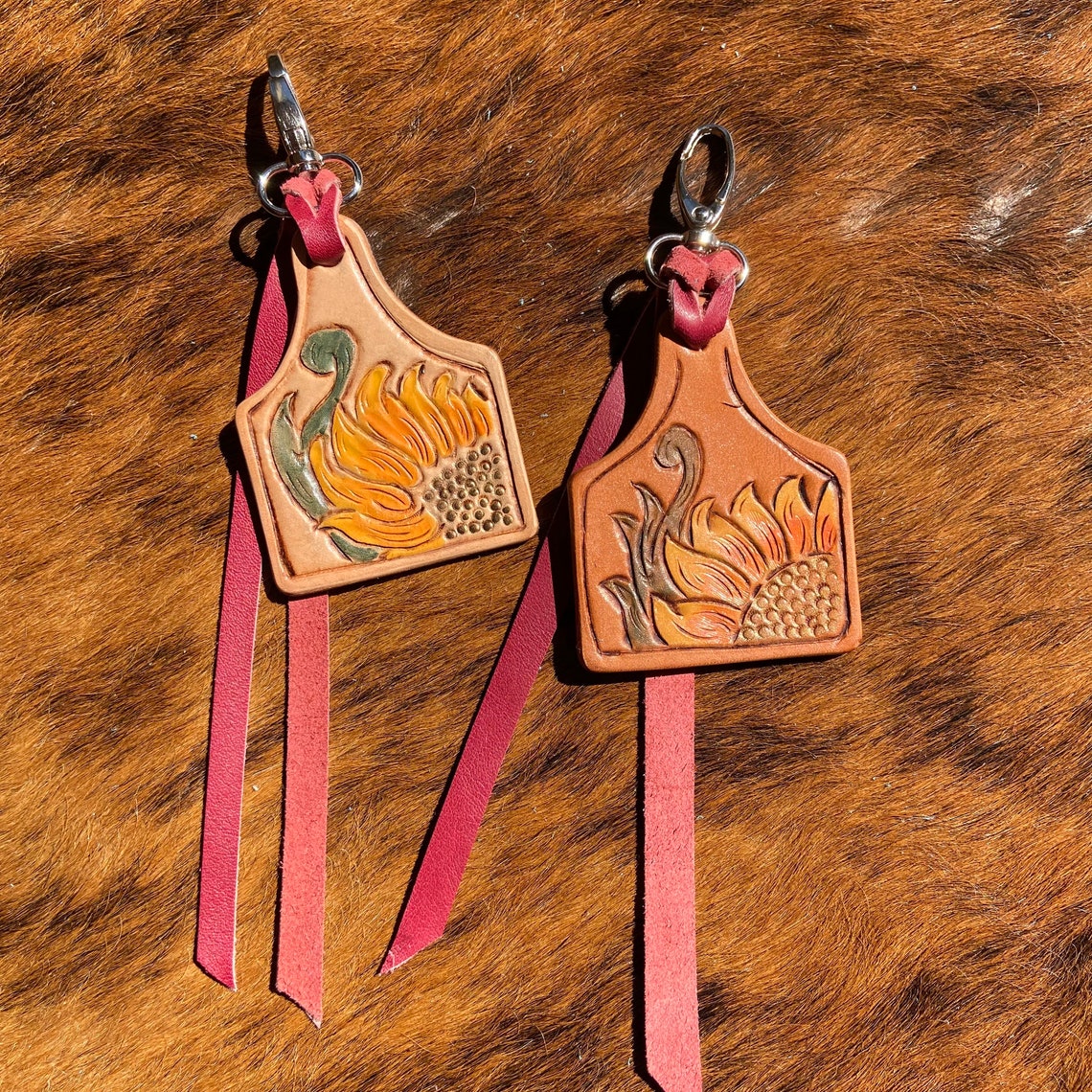 Leather Ear Tag Clips to Keychain or Purse. Choose From a - Etsy