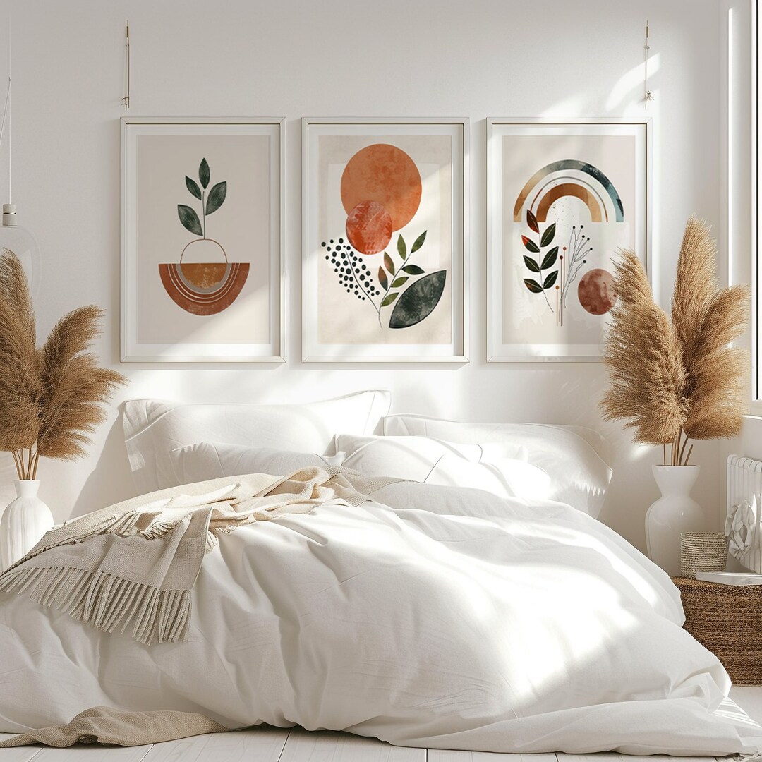 Boho Abstract Wall Art Prints, Boho Wall Decor, Set of 3 Wall Prints ...