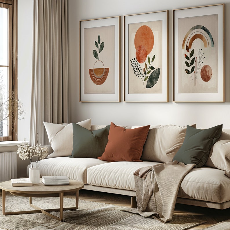 Boho Abstract Wall Art Prints, Boho Wall Decor, Set of 3 Wall Prints ...