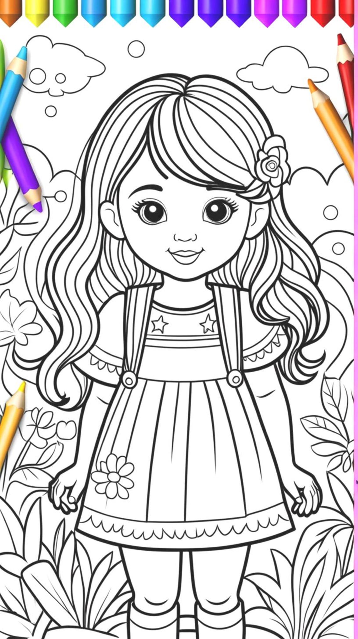 Beautiful Girls Coloring Pages Ai-generated, 30-page Set PDF, Png, and ...