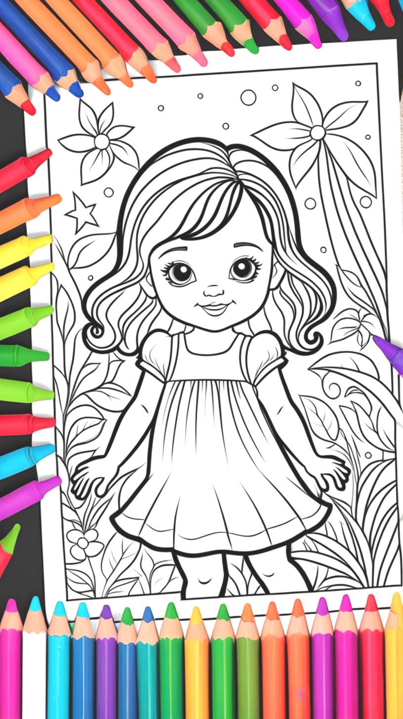 Beautiful Girls Coloring Pages Ai-generated, 30-page Set PDF, Png, and ...