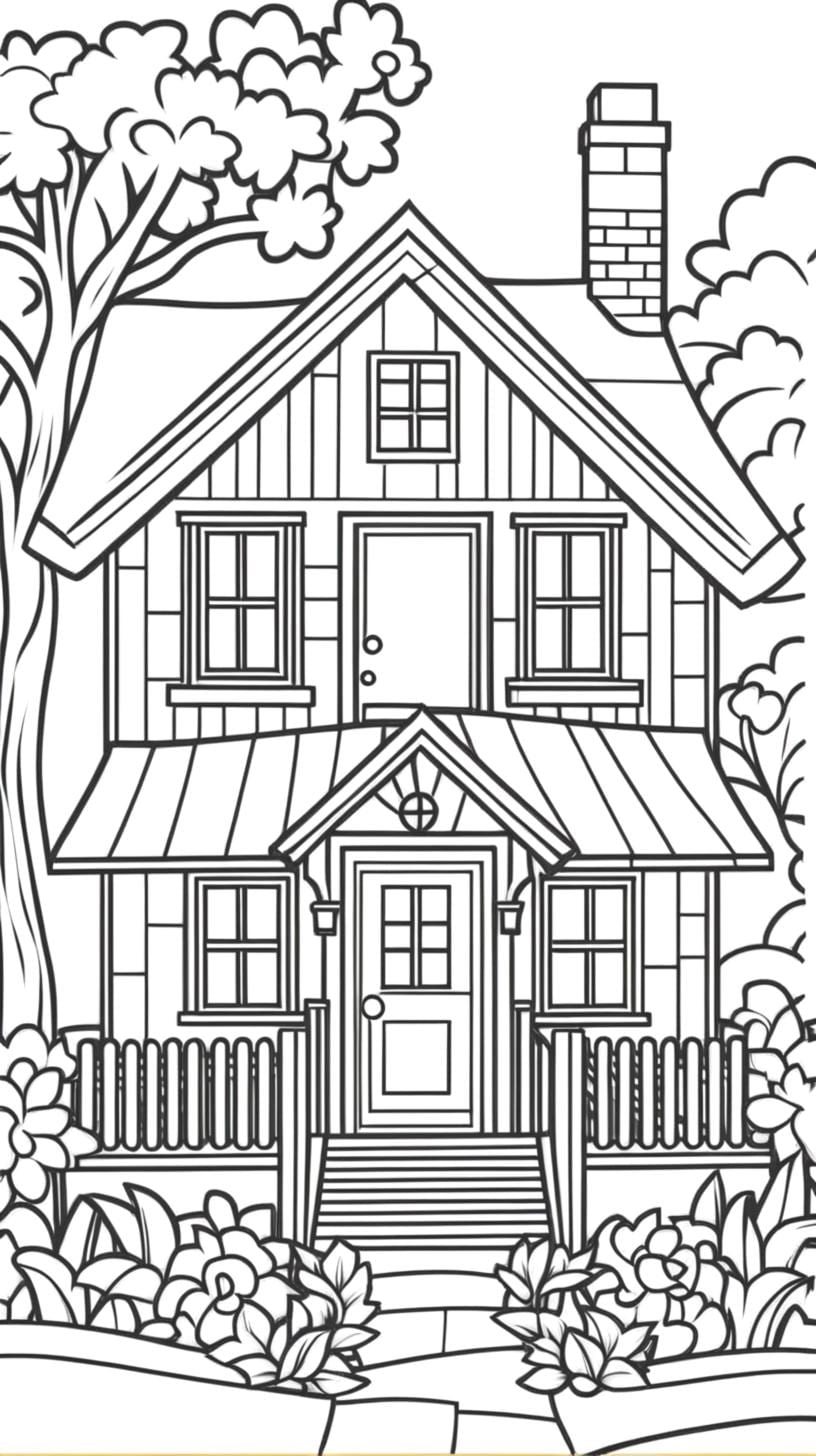 Charming Cottage Coloring Pages Ai-generated, 18-page Set PDF, Png, and ...