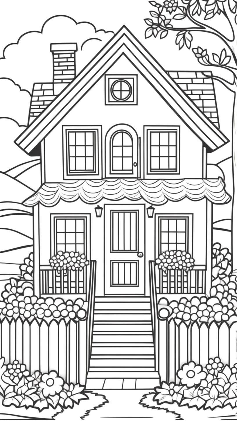 Charming Cottage Coloring Pages Ai-generated, 18-page Set PDF, Png, and ...