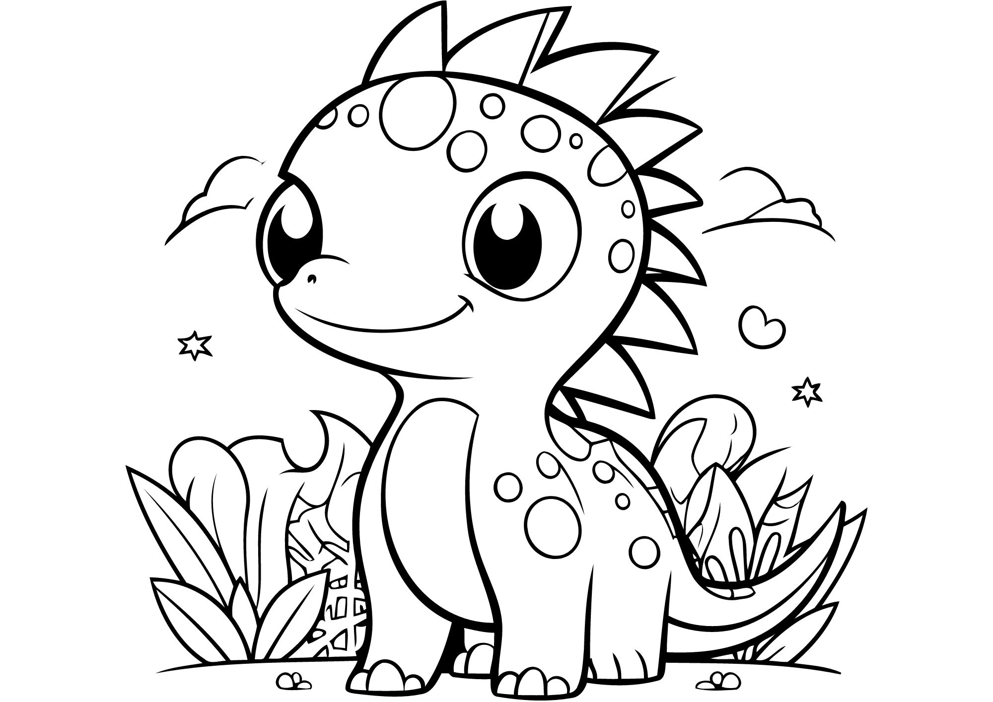 12 Fun and Friendly Dinosaurs Coloring Pages for Kids Delightful ...
