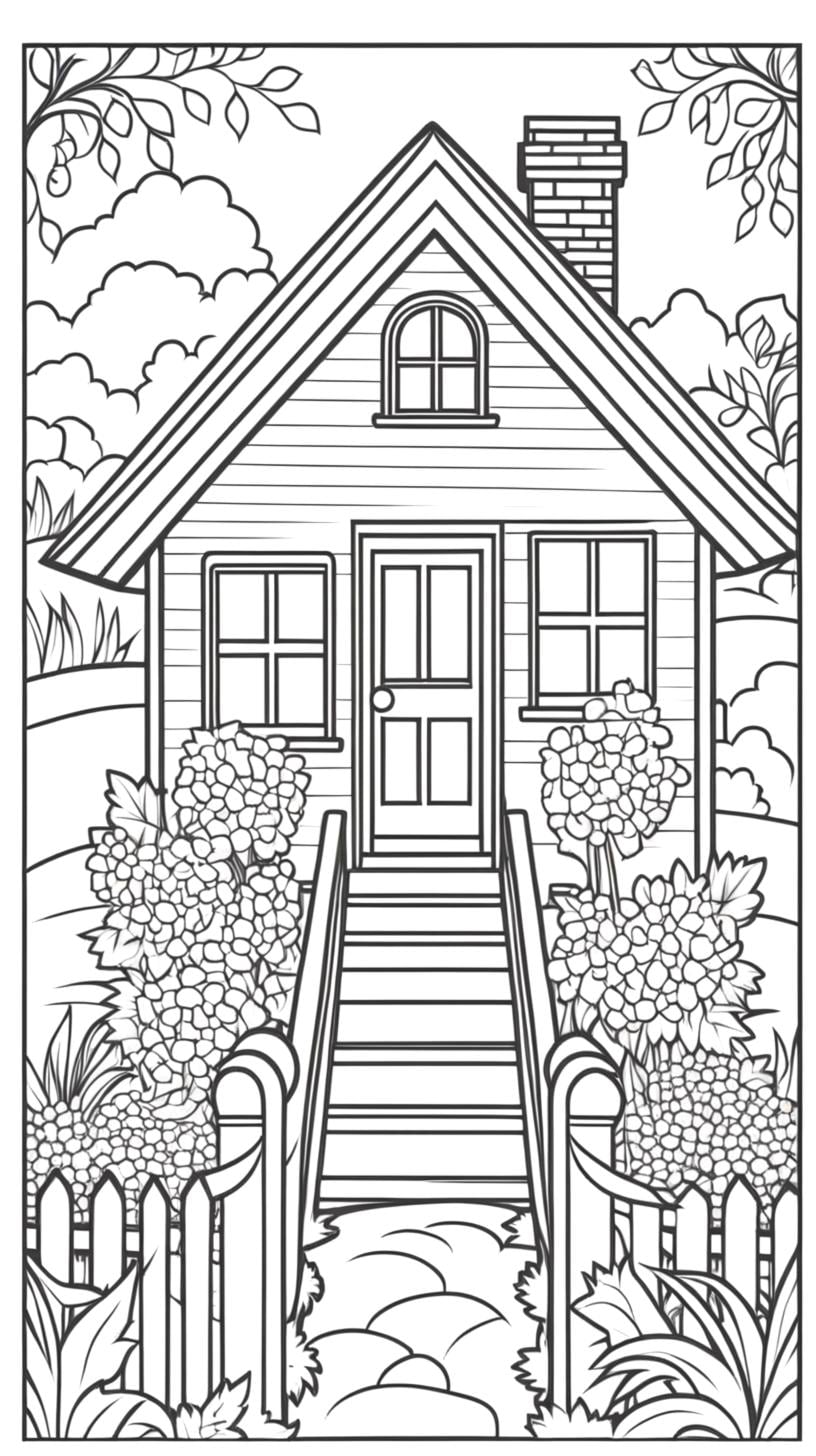 Charming Cottage Coloring Pages Ai-generated, 18-page Set PDF, Png, and ...