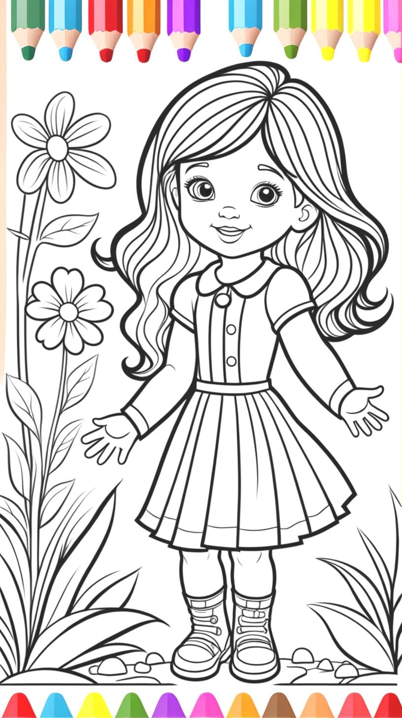 Beautiful Girls Coloring Pages Ai-generated, 30-page Set PDF, Png, and ...