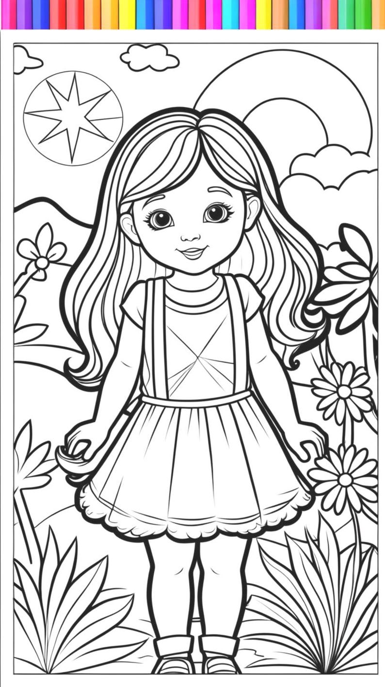 Beautiful Girls Coloring Pages Ai-generated, 30-page Set PDF, Png, and ...