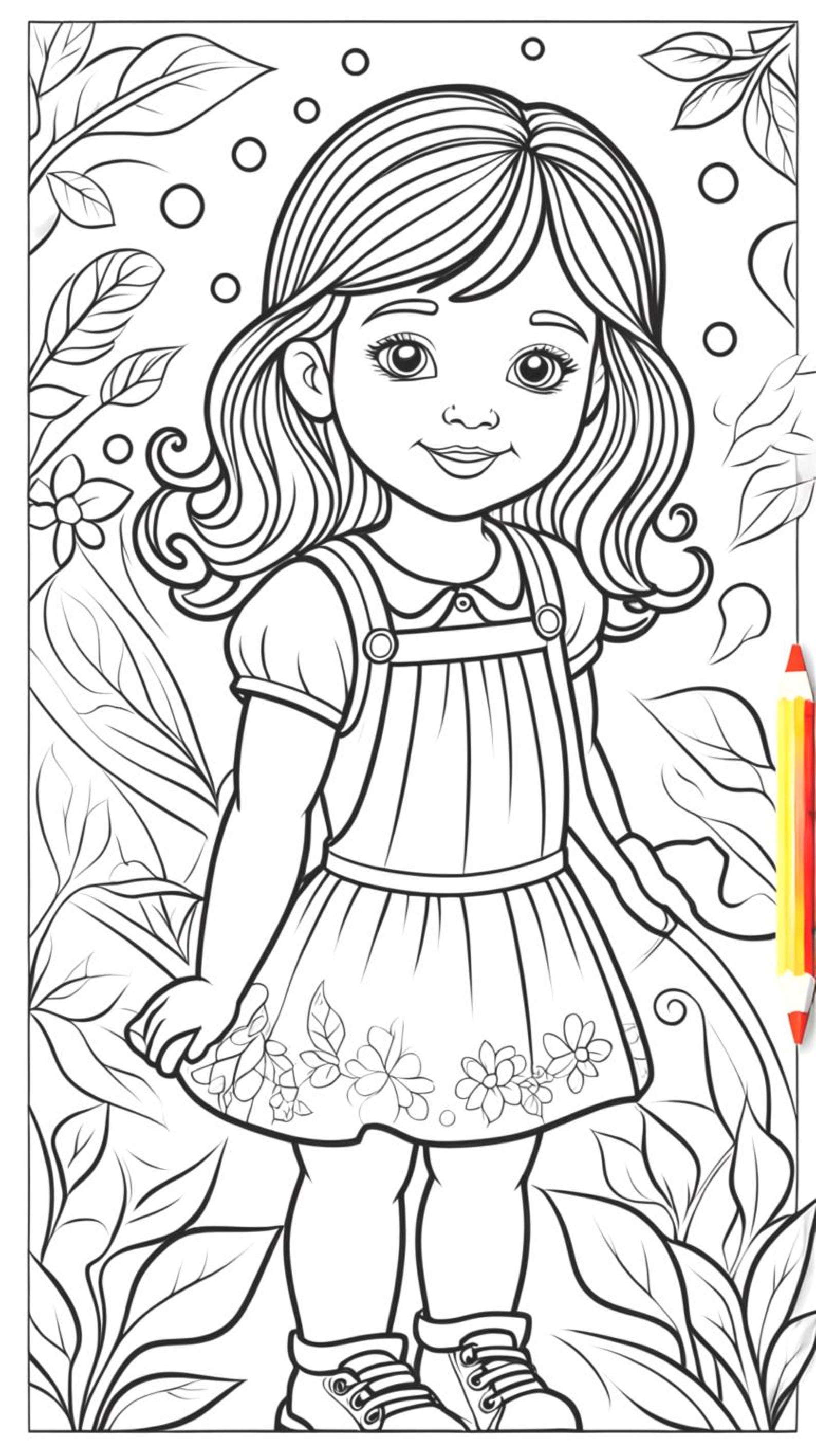 Beautiful Girls Coloring Pages Ai-generated, 30-page Set PDF, Png, and ...