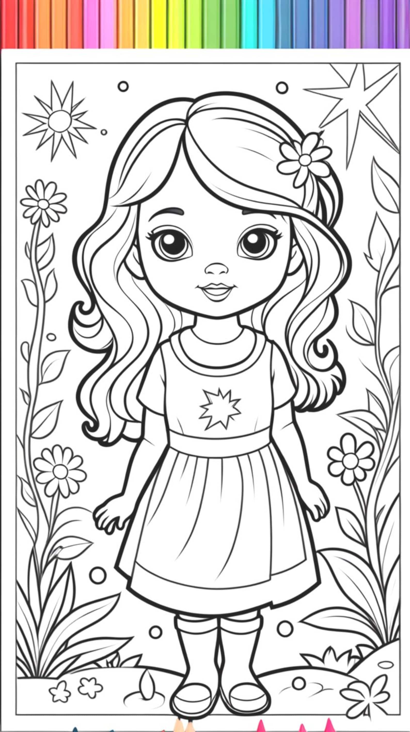 Beautiful Girls Coloring Pages Ai-generated, 30-page Set PDF, Png, and ...