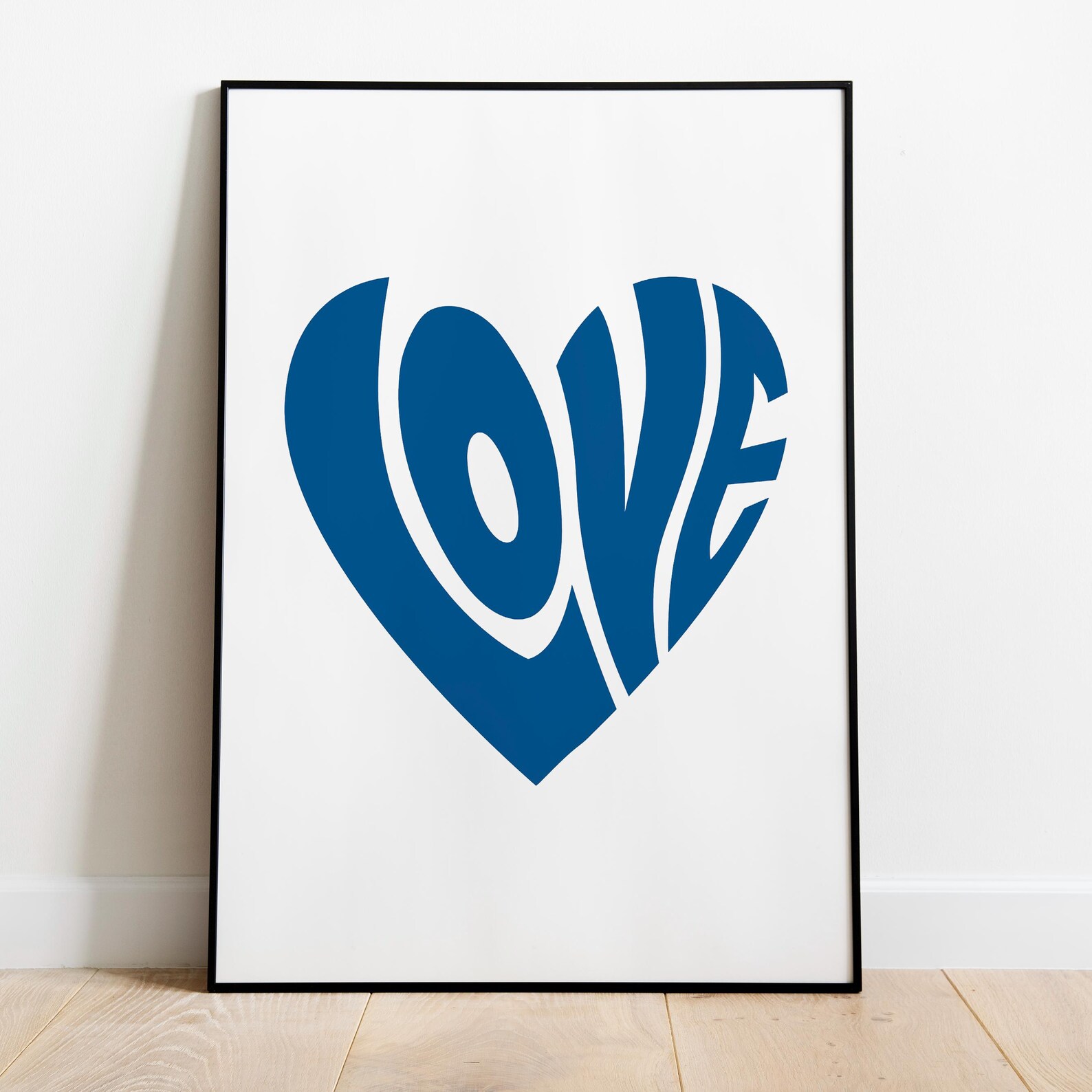 Love Heart Print, Retro Trendy Wall Art for Preppy Rooms, Blue ...