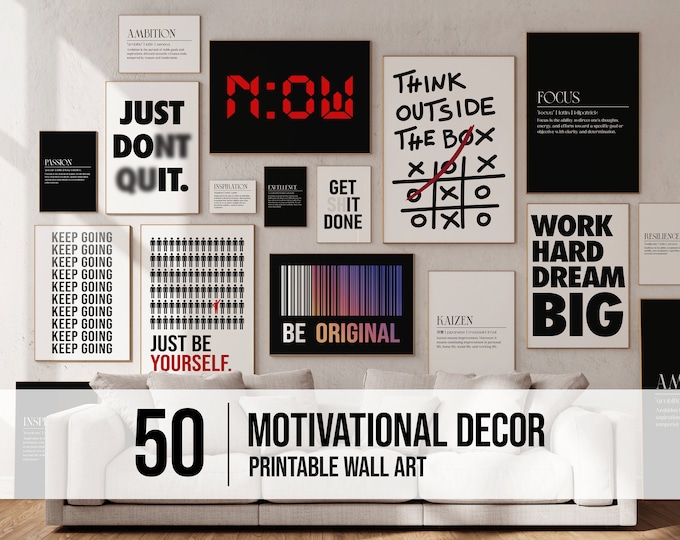 Printable Wall Art, Motivational Poster Bundle, Watercolor, Quote Wall ...