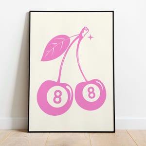 8 Ball Lucky 3 Posters Pack, Trendy 8 Retro Print Pink Apartment Decor ...