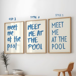 Meet Me at the Pool Poster, Vintage Coastal Typography Art - Etsy