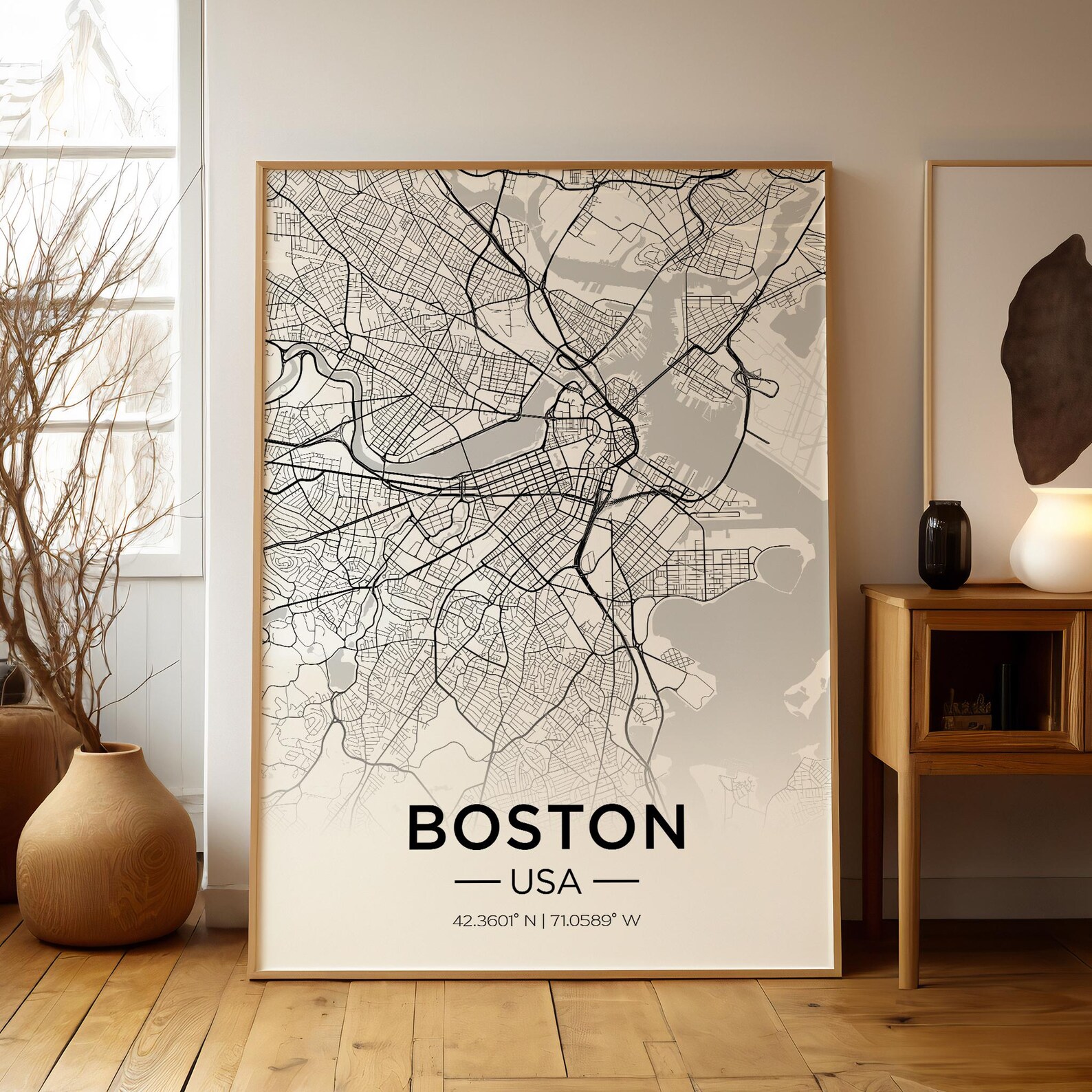 Boston City Map Poster: Vintage Travel Print - Etsy