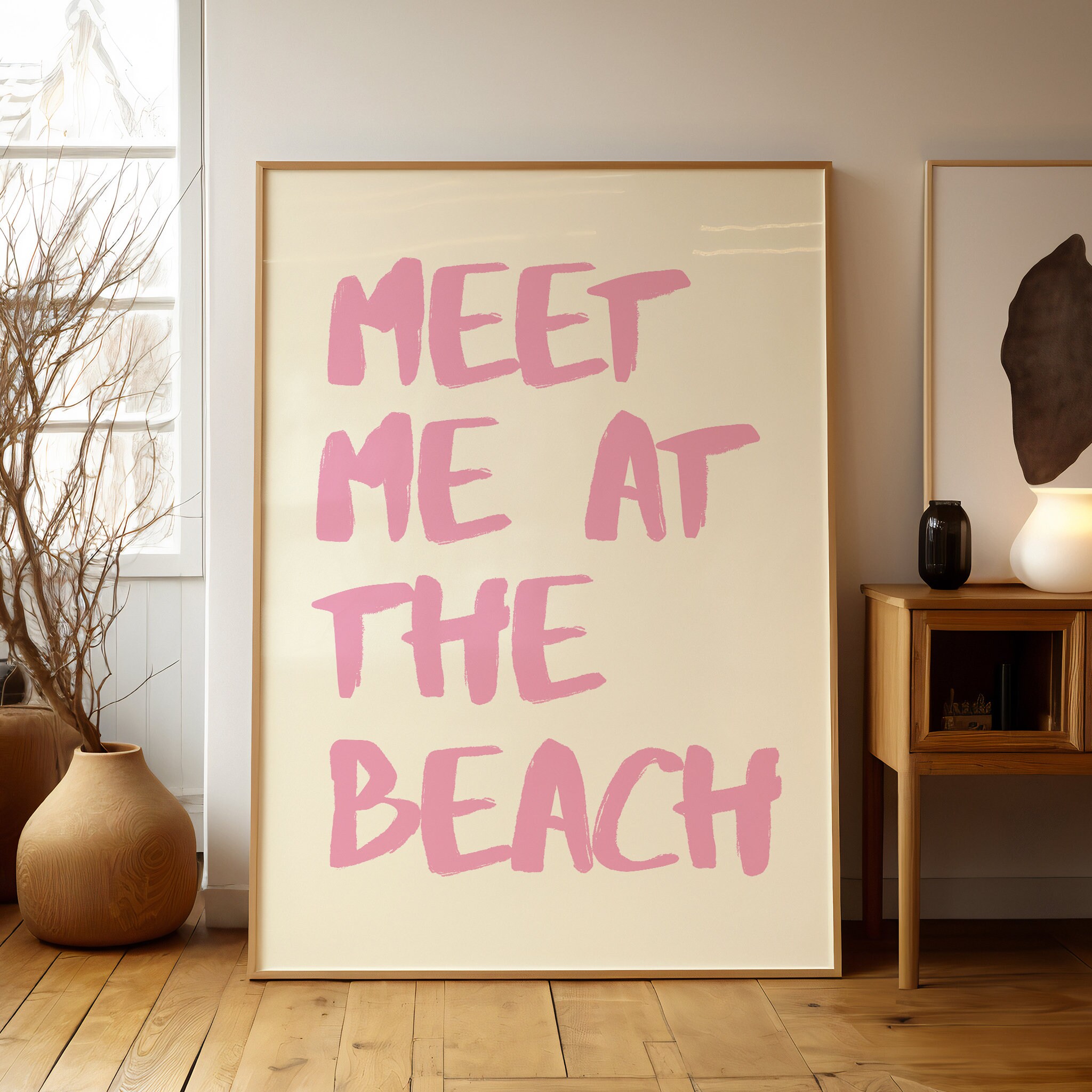 Meet Me at the Beach Poster, Summer Beach Coastal Art Typography Poster ...