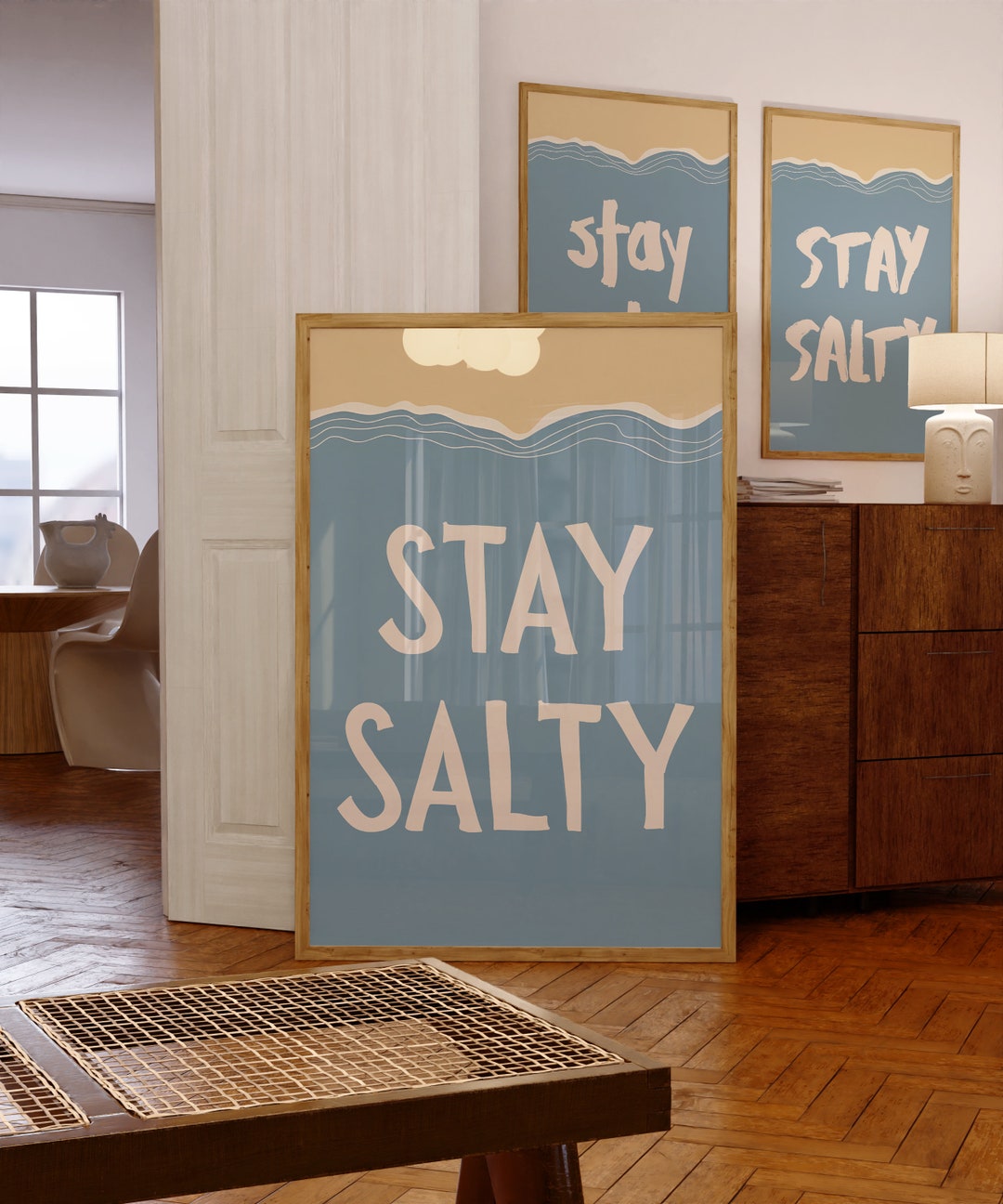 Stay Salty Poster, Summer Beach Coastal Art Typography Poster Beach ...