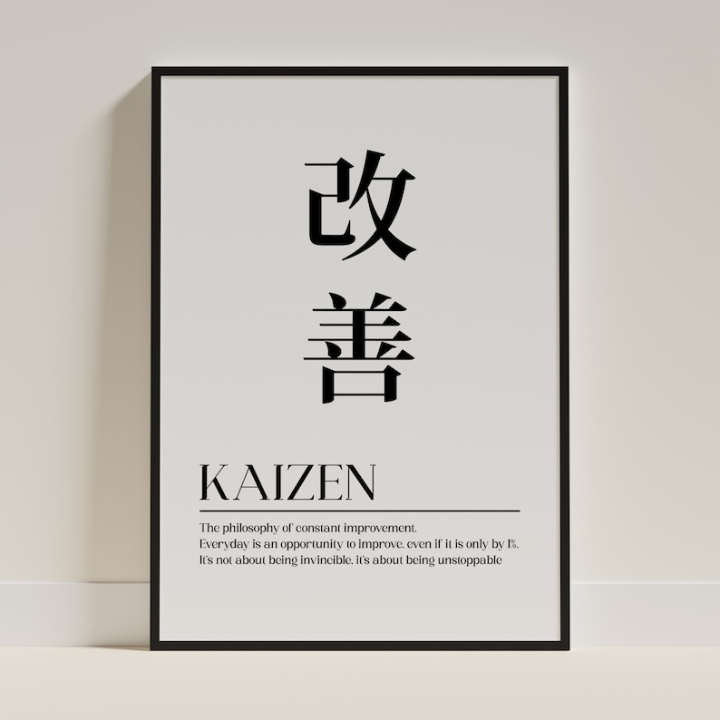 Kaizen Poster, Kaizen Minimalist Japanese Wall Art Quote Print Painting ...