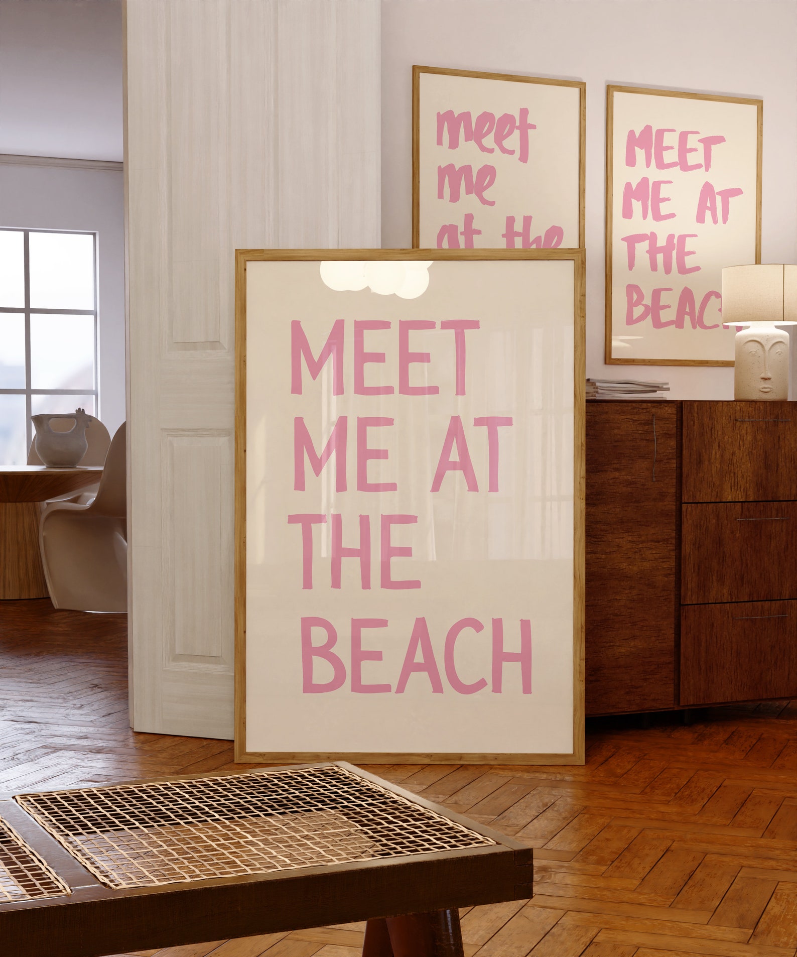 Meet Me at the Beach Poster, Summer Beach Coastal Art Typography Poster ...