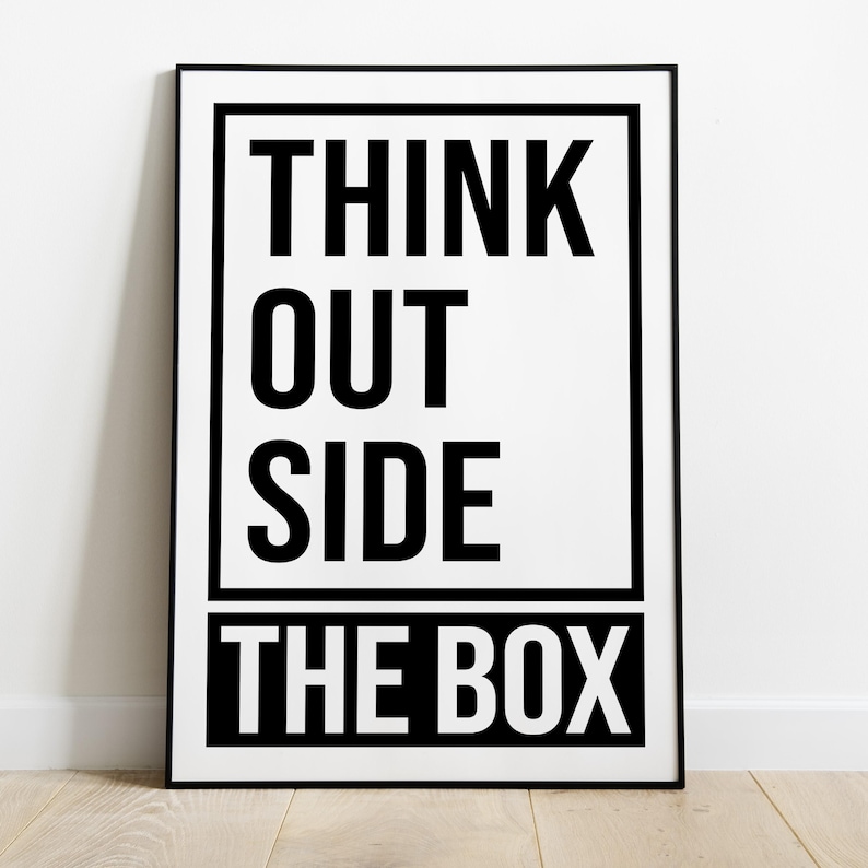 Think Outside the Box Poster, Minimalist Office Decor - Etsy