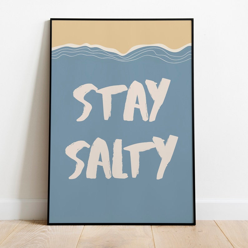 Stay Salty Poster, Summer Beach Coastal Art Typography Poster Beach ...