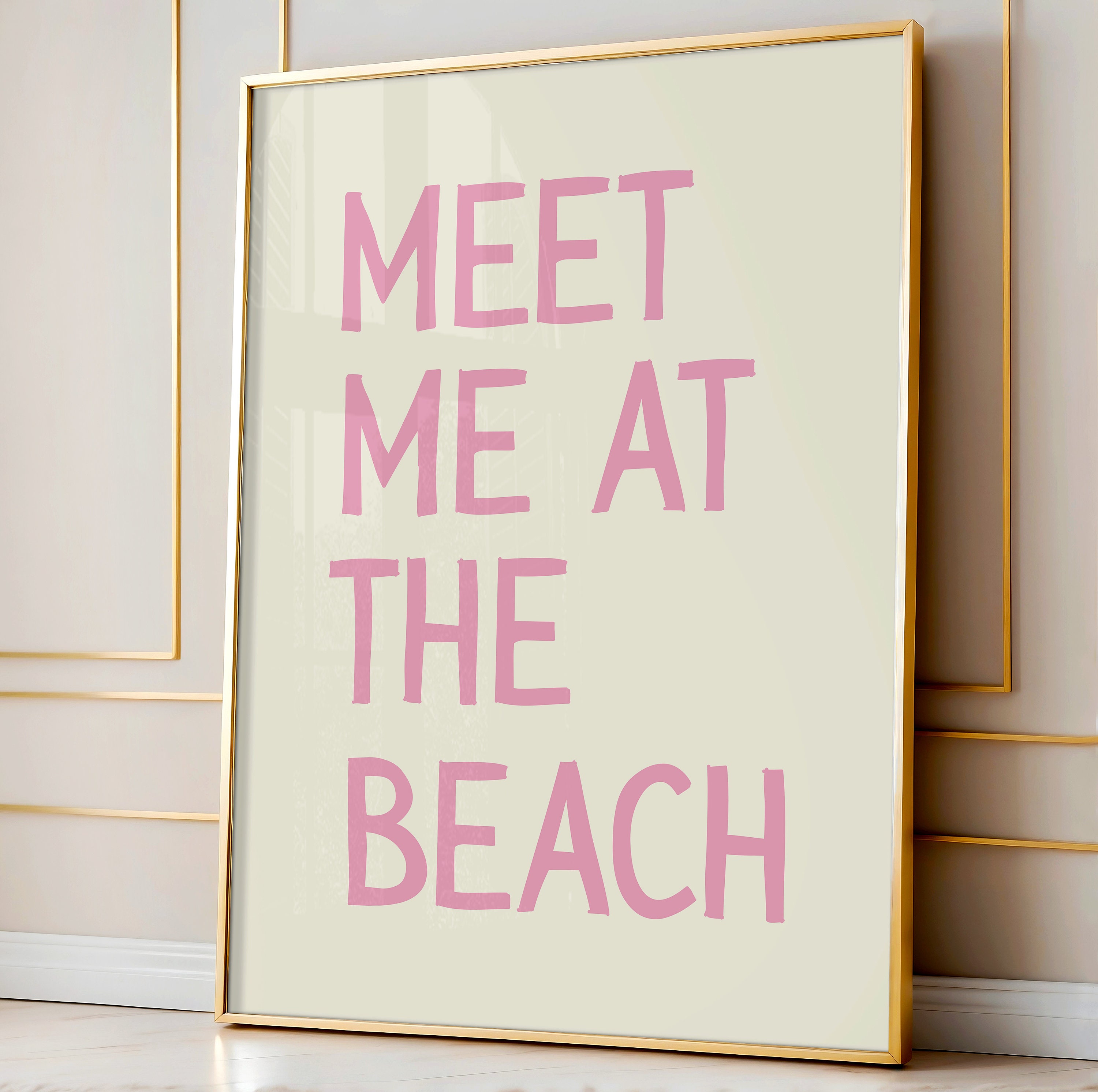 Meet Me at the Beach Poster, Summer Beach Coastal Art Typography Poster ...
