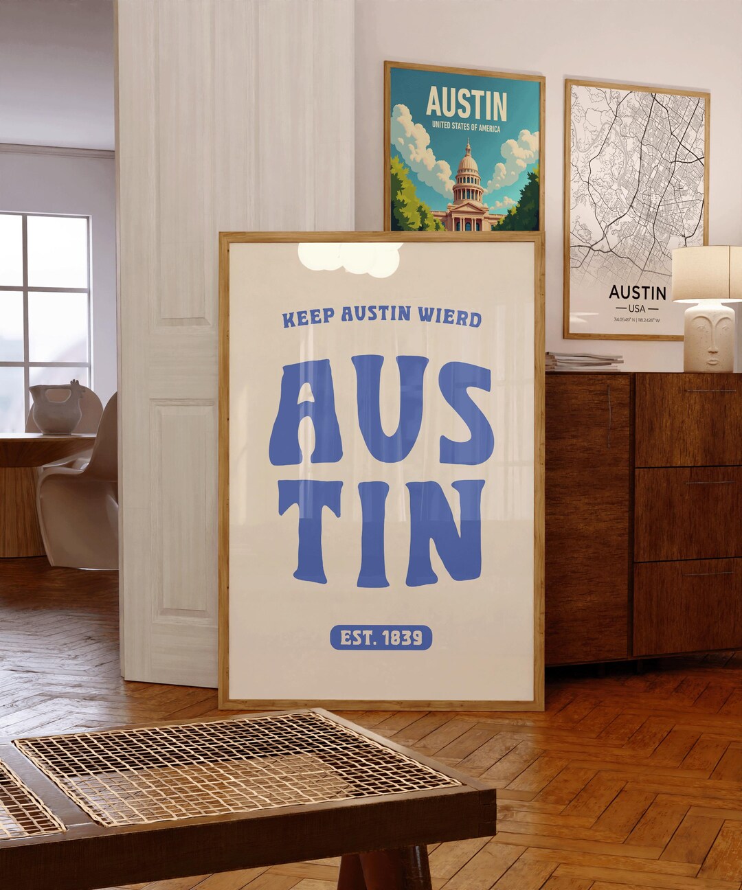 Austin Poster, Austin City Map Wall Art, Austin Vintage Travel Poster ...