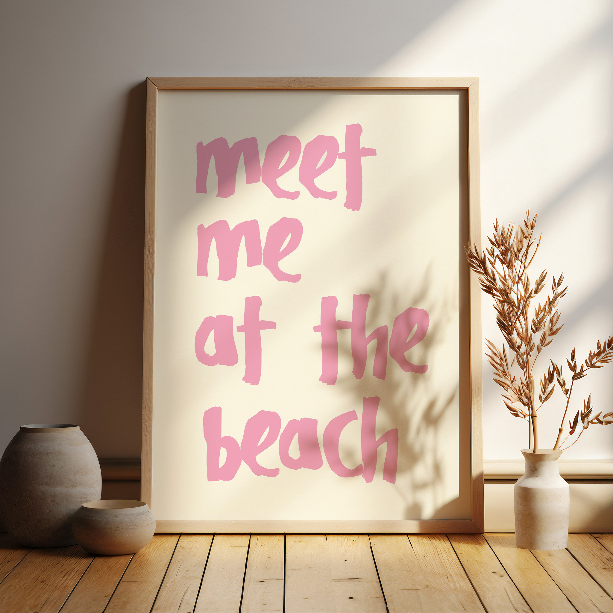 Meet Me at the Beach Poster, Summer Beach Coastal Art Typography Poster ...