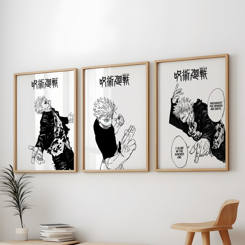 Satoru Gojo Poster, Jujutsu Kaisen Anime Art Gojo Wall Print Painting ...