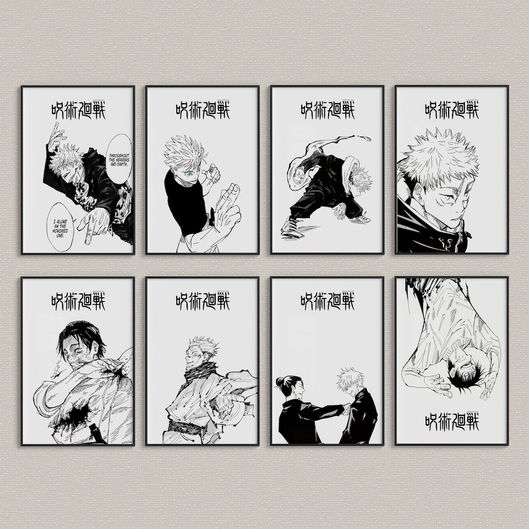 Jujutsu Kaisen Posters 8 Pack, Jujutsukaisen Anime Art Anime Wall Print ...