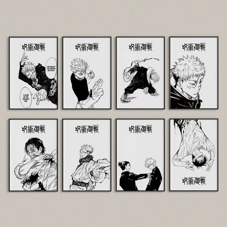 Jujutsu Kaisen Posters 8 Pack, Jujutsukaisen Anime Art Anime Wall Print ...