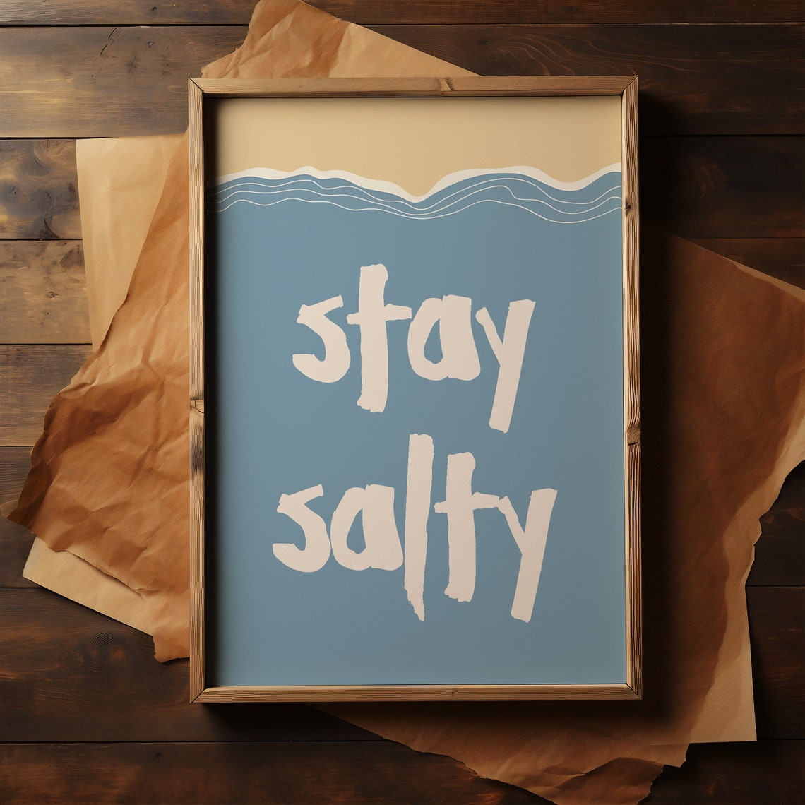 Stay Salty Poster, Summer Beach Coastal Art Typography Poster Beach ...
