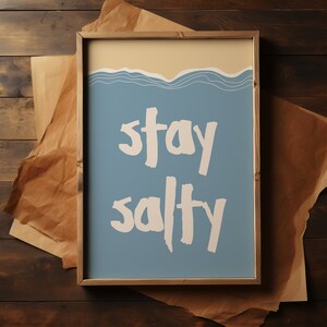 Stay Salty Poster, Summer Beach Coastal Art Typography Poster Beach ...