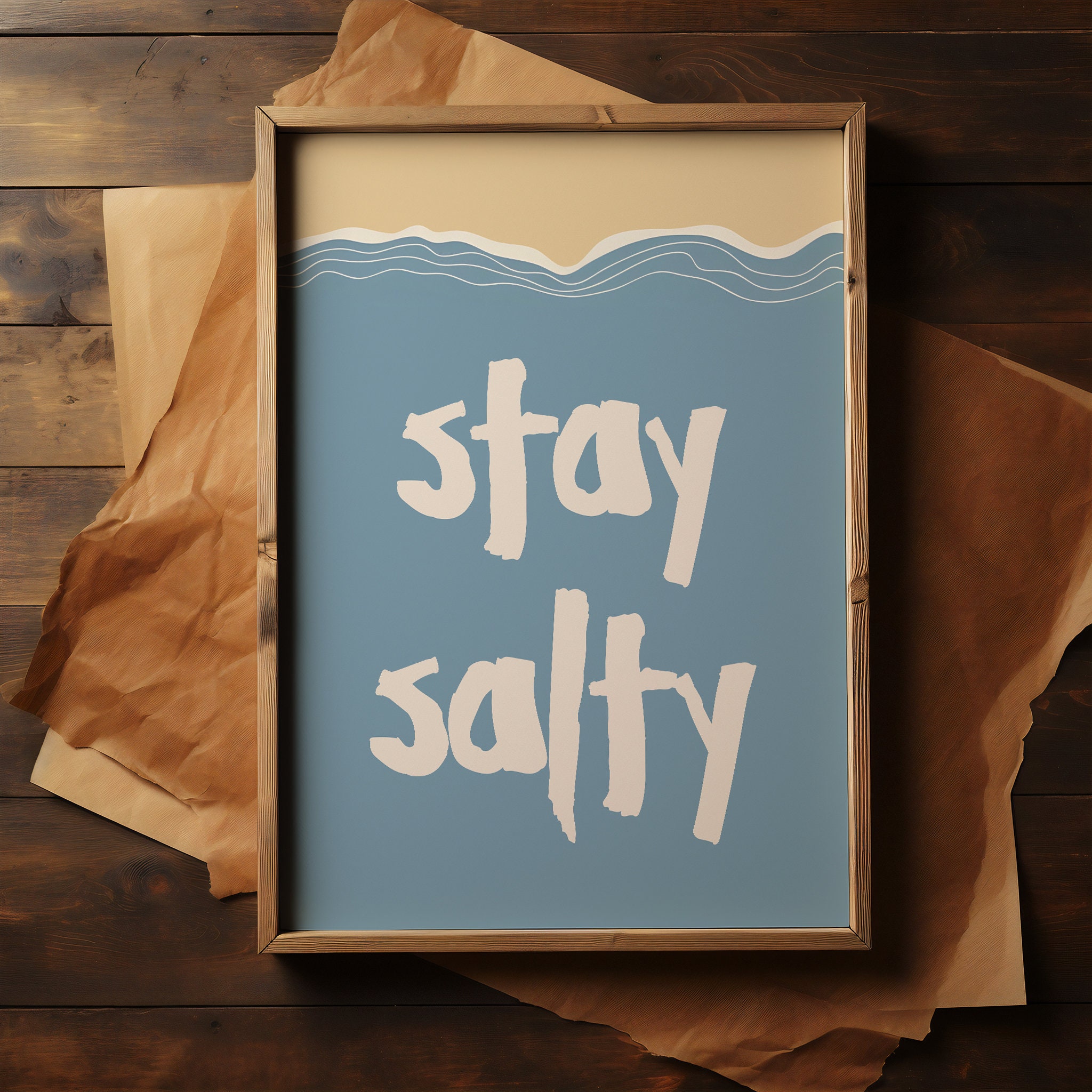 Stay Salty Poster, Summer Beach Coastal Art Typography Poster Beach ...