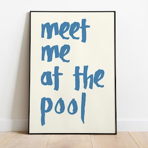 Meet Me at the Pool Poster, Vintage Coastal Typography Art - Etsy