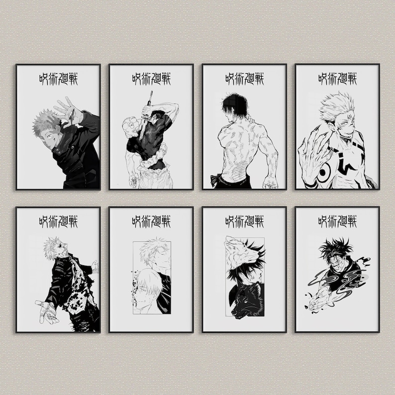 Jujutsu Kaisen Posters 8 Pack, Jujutsukaisen Anime Art Anime Wall Print ...