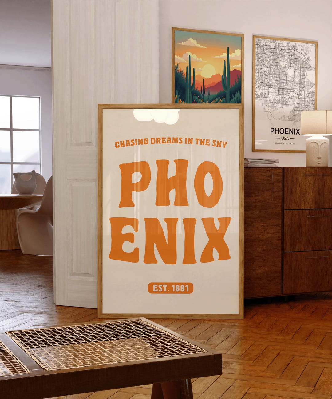 Phoenix Poster, Phoenix City Map Wall Art, Phoenix Vintage Travel ...