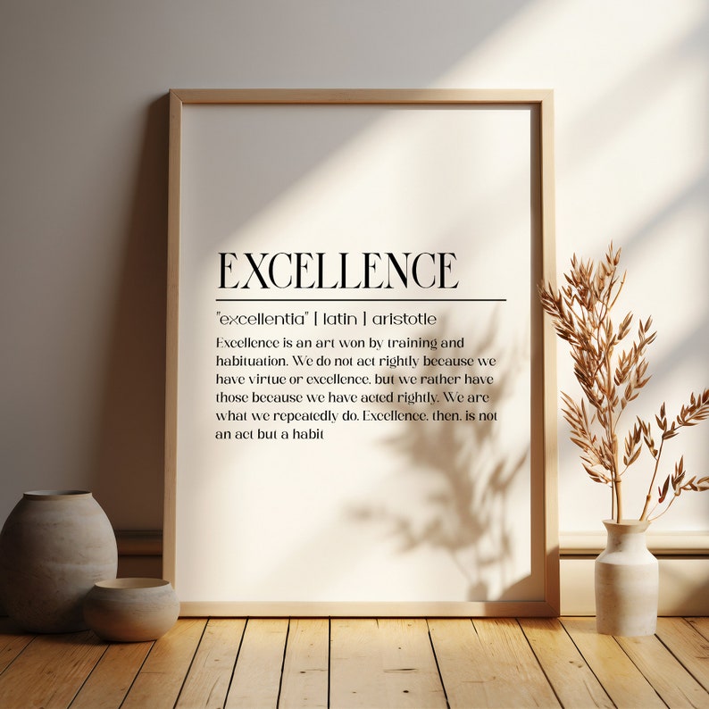Excellence Poster, Minimalist Motivational Wall Art Quotes Print ...