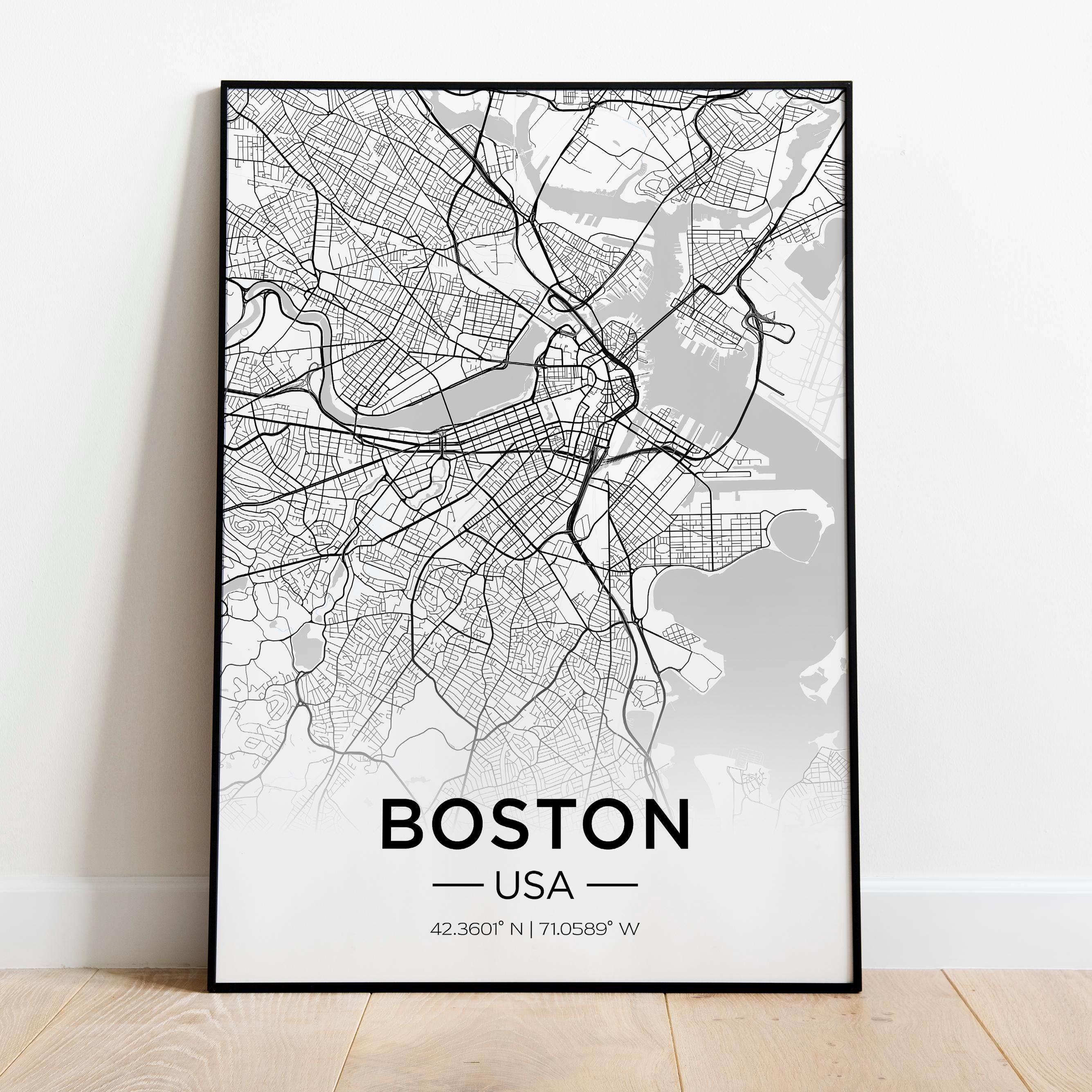 Boston City Map Poster: Vintage Travel Print - Etsy