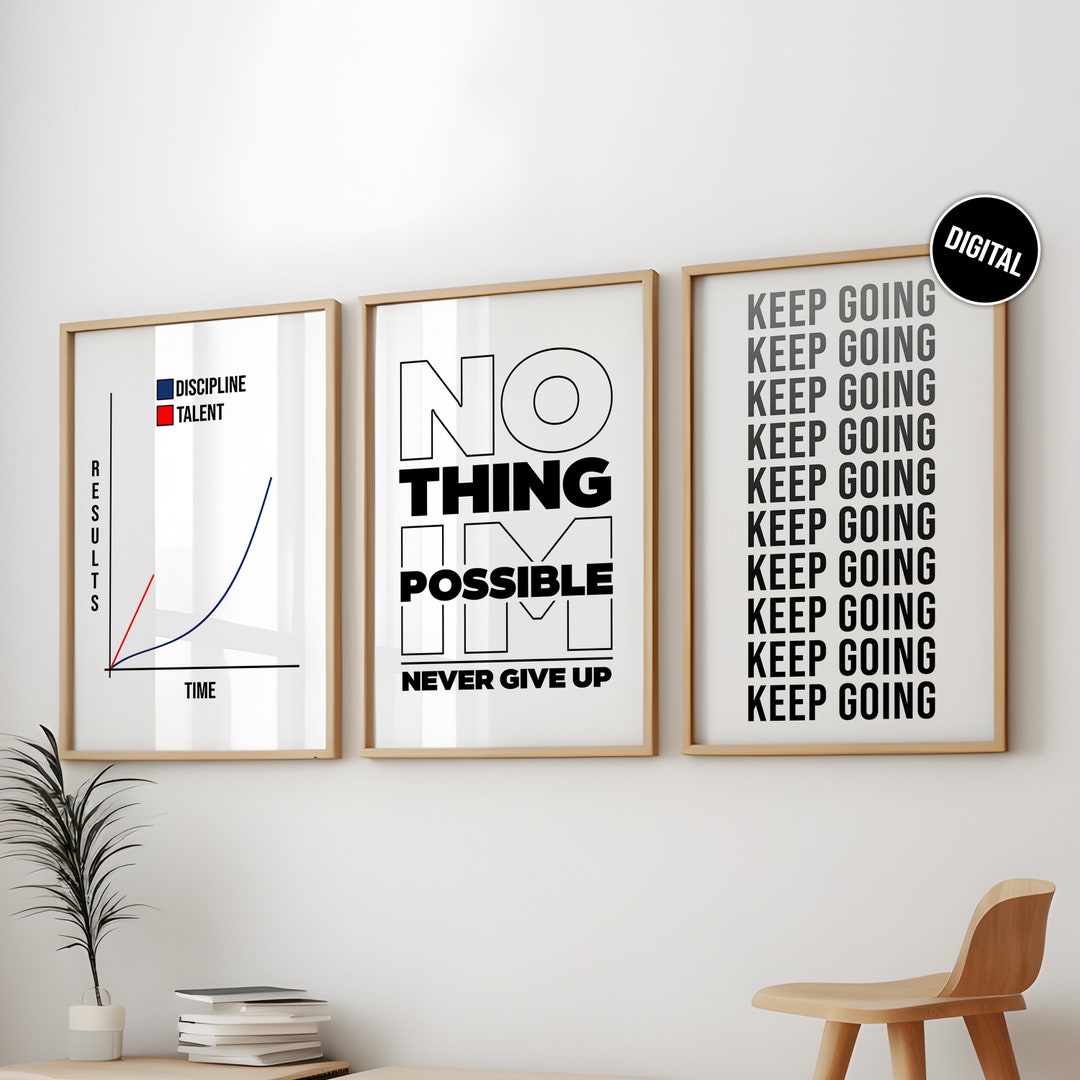 Motivational Quotes Posters 3 Pack, Motivation Quotes Art Inspirational ...