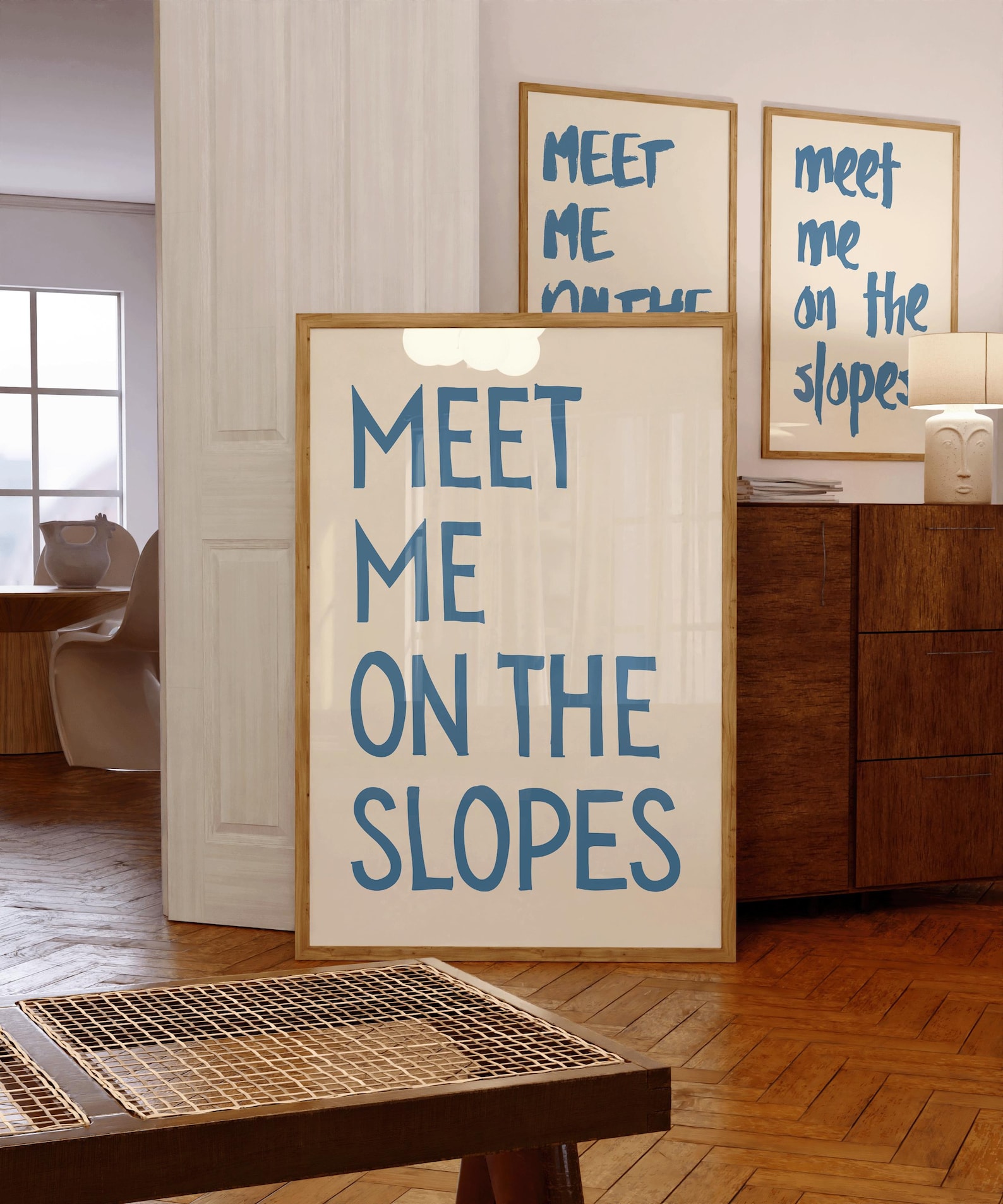 Meet Me on the Slopes Poster, Winter Snow Ski Art Typography Poster Ski ...