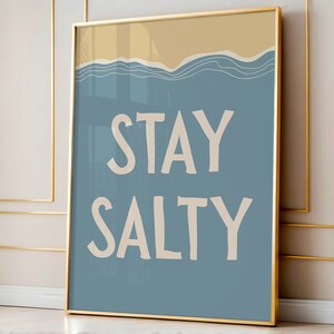 Stay Salty Poster, Summer Beach Coastal Art Typography Poster Beach ...