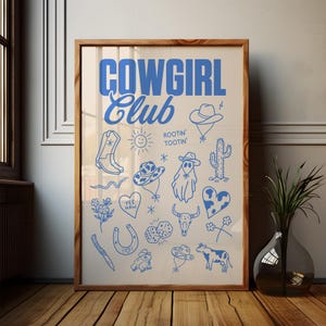 Cowgirl Poster, Cowgirl South Western Art Blue Poster Country House ...