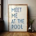 Meet Me at the Pool Poster, Vintage Coastal Typography Art - Etsy