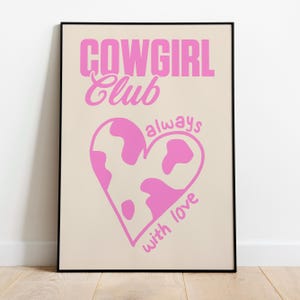 Pink Retro Cowgirl Western Print, Cowgirl Pink Western Decor, Pink ...
